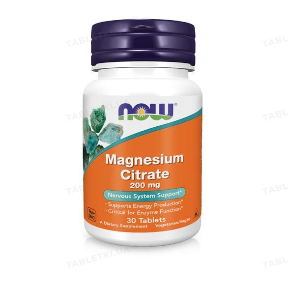 Магния цитрат NOW Magnesium Сitrate таблетки по 200 мг №30 : инструкция ...