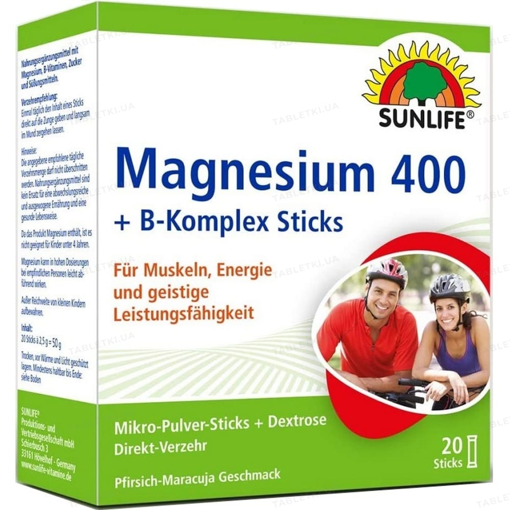 Sunlife Magnesium 400 + B-Komplex: інструкція + ціна від 420 грн в ...