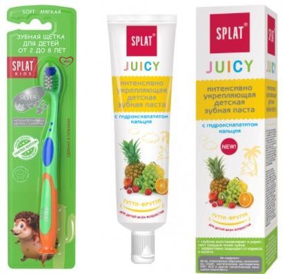 Набір Splat Kids Зубна щітка з іонами срібла м'яка + Зубна паста Tutti ...