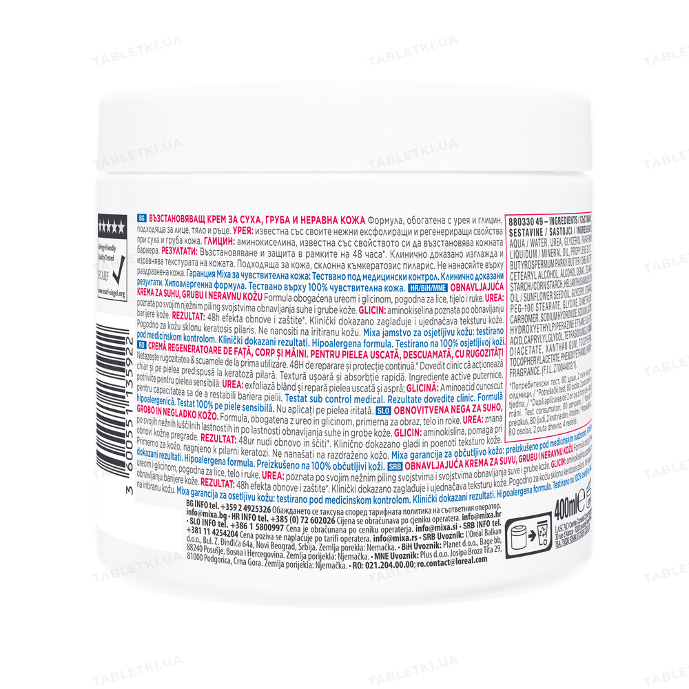 Крем Mixa Urea Cica Repair+ відновлюючий з сечовиною для сухої та ...