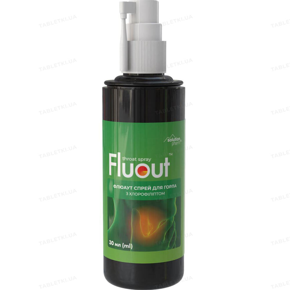 Флюаут Solution pharm спрей для горла з хлорофіліптом по 30 мл у флак. : інструкція + ціна в ...
