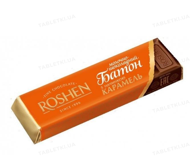 Батончик Roshen Батон молочно-шоколадный с начинкой карамель, 40 г ...